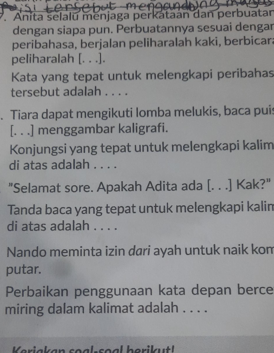 Kata yang tepat untuk melengkapi peribahasa | StudyX