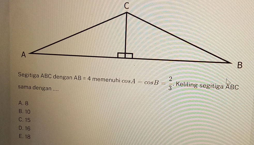Segitiga ABC dengan AB = 4 memenuhi $cos A = | StudyX