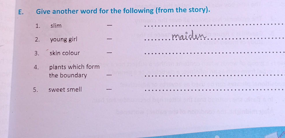 E. Give another word for the following (from | StudyX