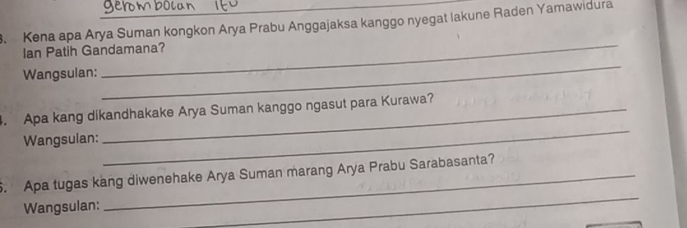 3. Kena apa Arya Suman kongkon Arya Prabu | StudyX