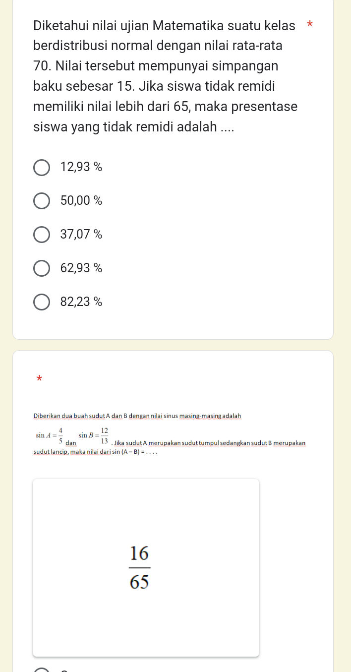 Diketahui nilai ujian Matematika suatu kelas | StudyX