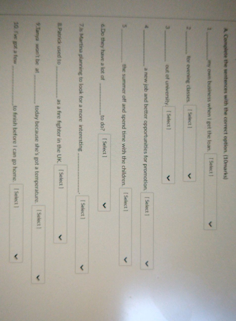 A. Complete the sentences with the correct | StudyX