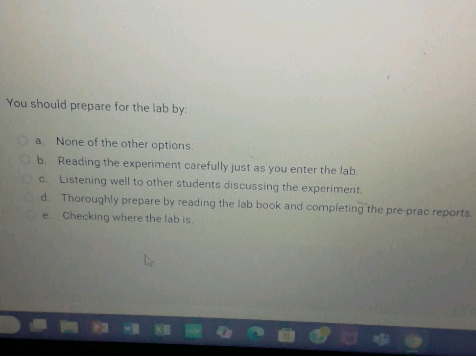 You should prepare for the lab by: a. None | StudyX