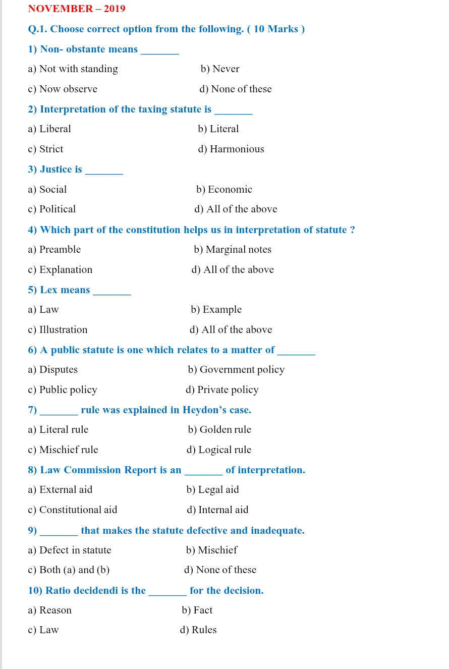Q.1. Choose correct option from the | StudyX