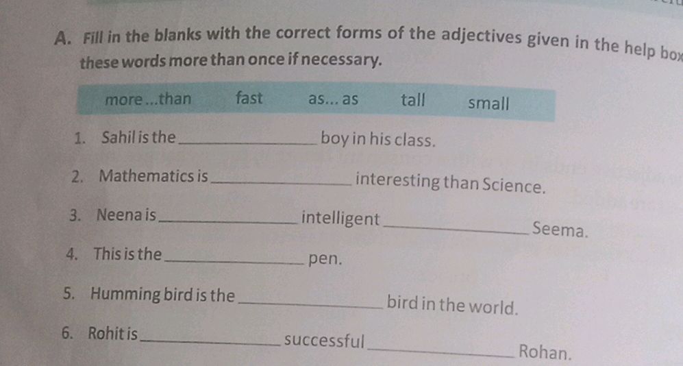 A. Fill in the blanks with the correct forms | StudyX