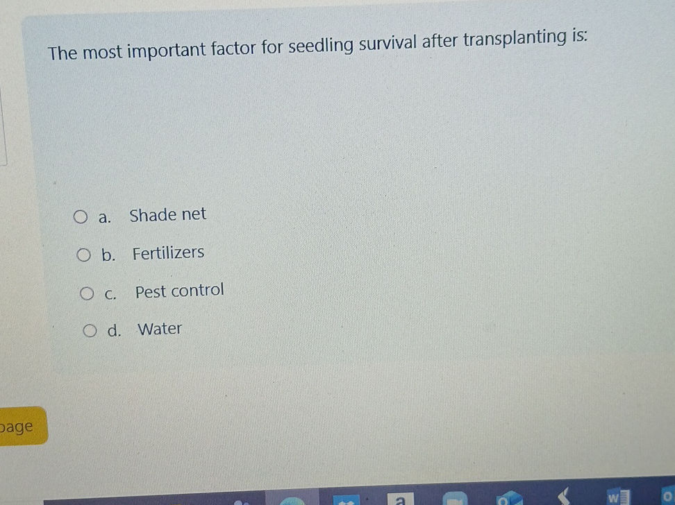 The most important factor for seedling | StudyX
