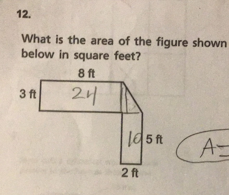 What is the area of the figure shown below | StudyX