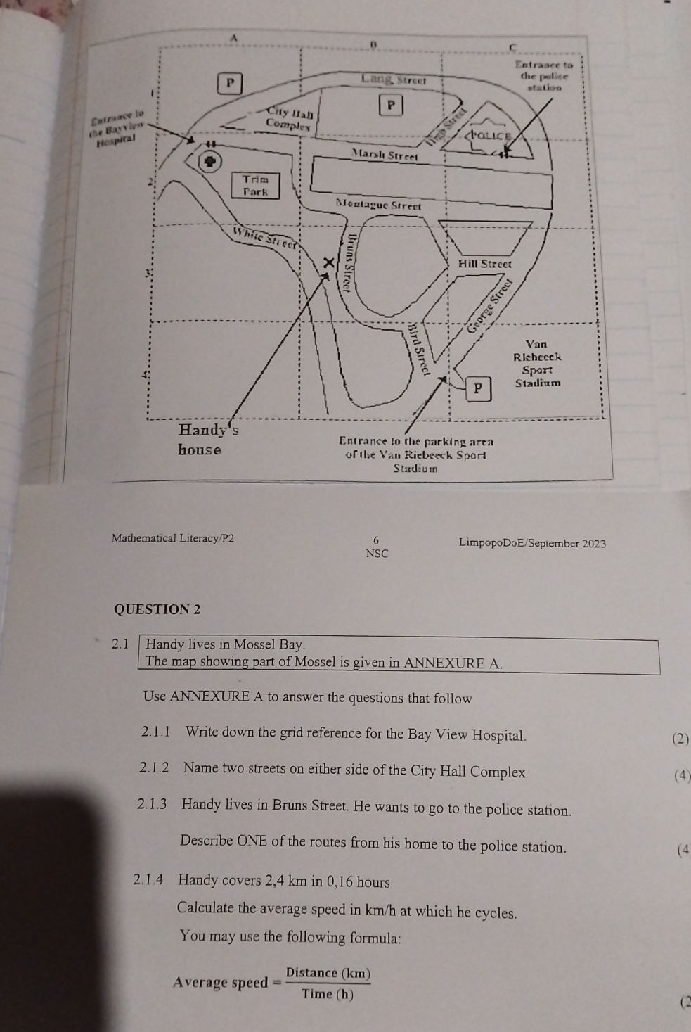 2. 1 Handy lives in Mossel Bay. The map | StudyX