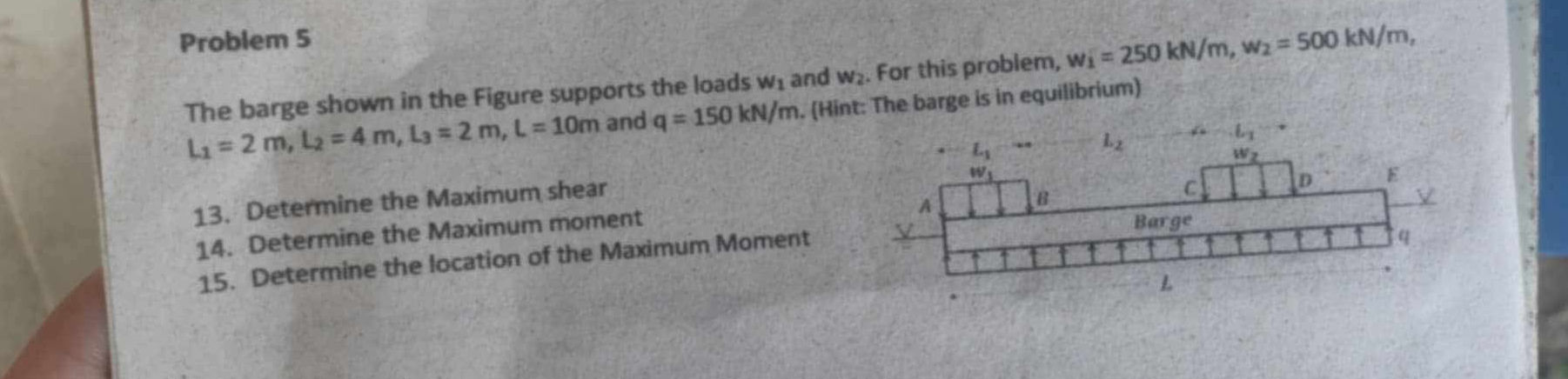Problem 5 The barge shown in the Figure | StudyX