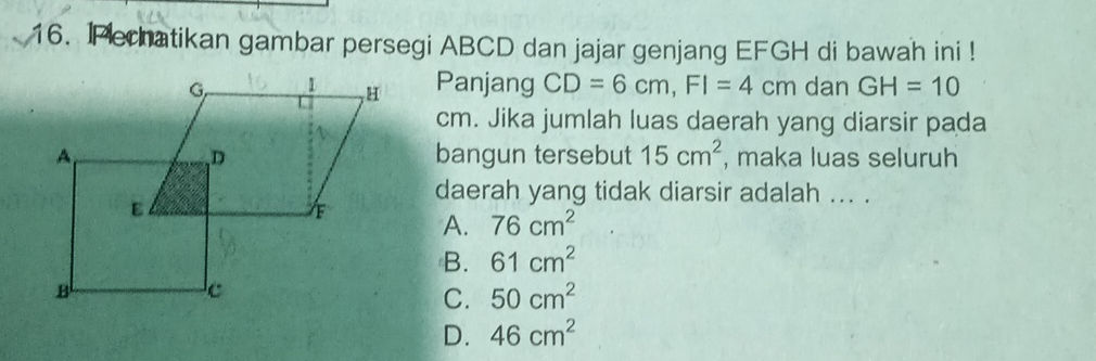 Perhatikan gambar persegi ABCD dan jajar | StudyX