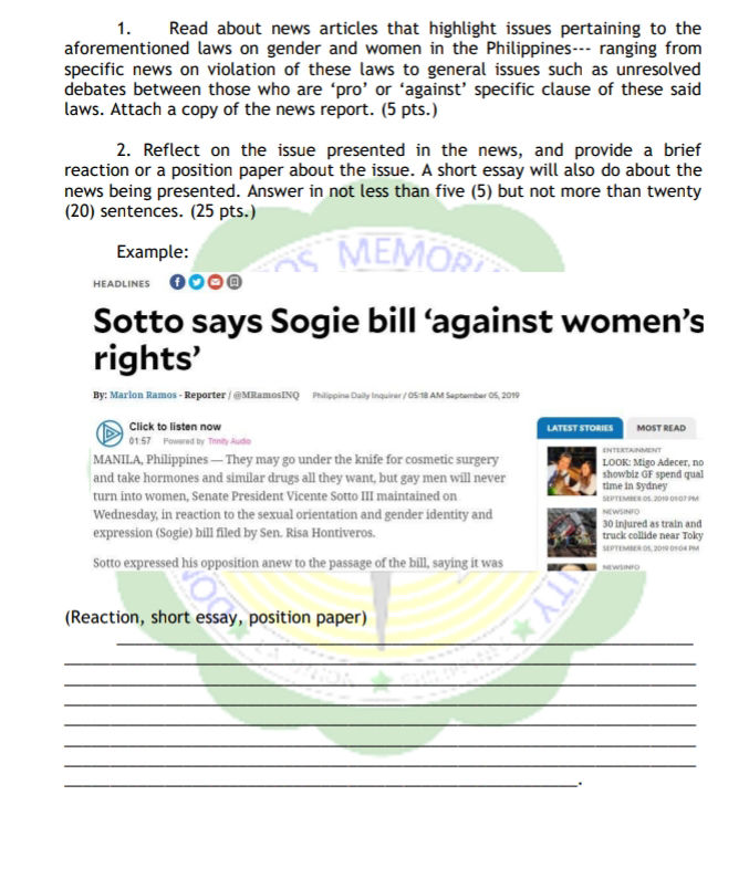 1. Read about news articles that highlight | StudyX