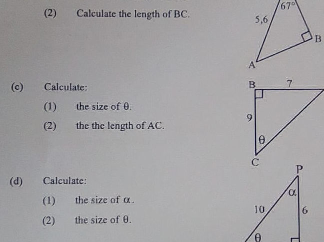 (2) Calculate the length of BC. (c) | StudyX