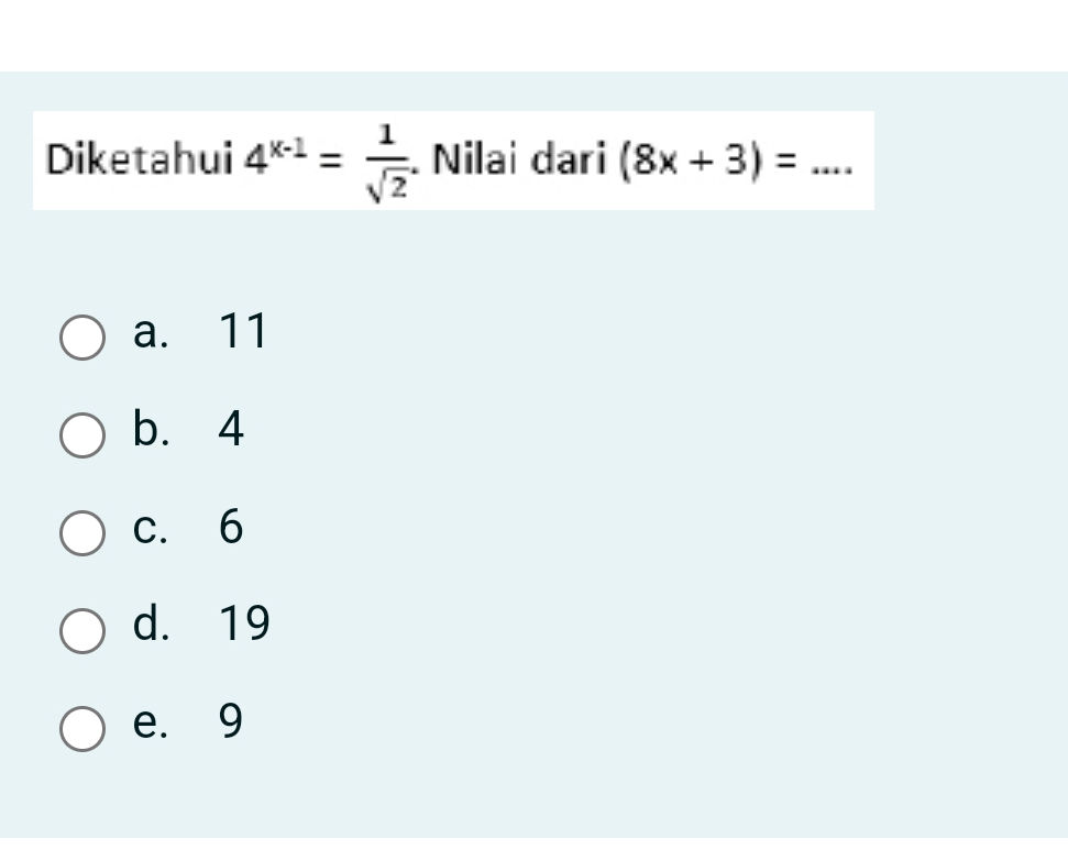 Diketahui $4^{k-1} = {1}{ {2}}$. Nilai dari | StudyX