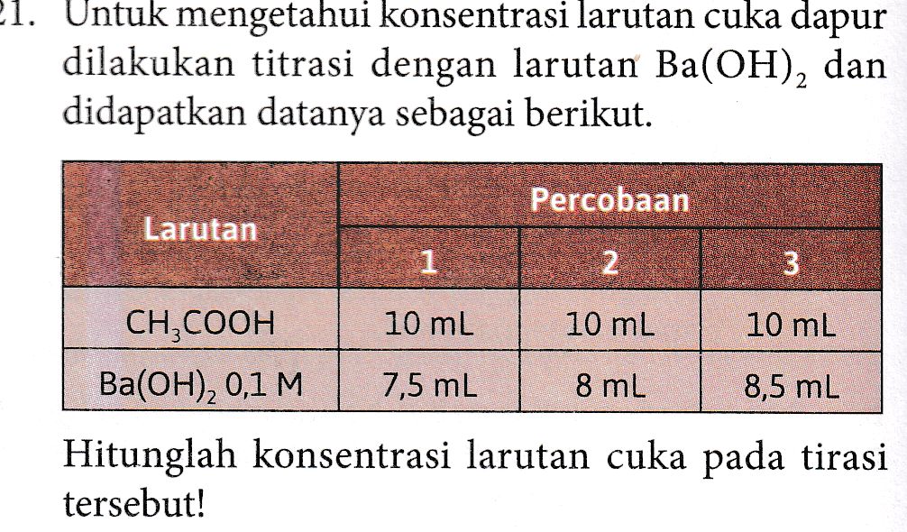 21. Untuk mengetahui konsentrasi larutan | StudyX
