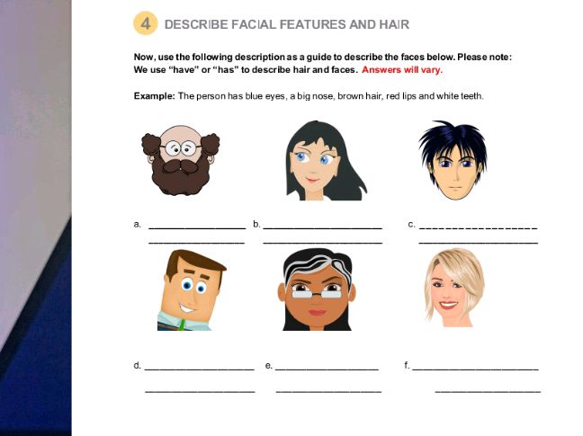 4 DESCRIBE FACIAL FEATURES AND HAIR Now, | StudyX
