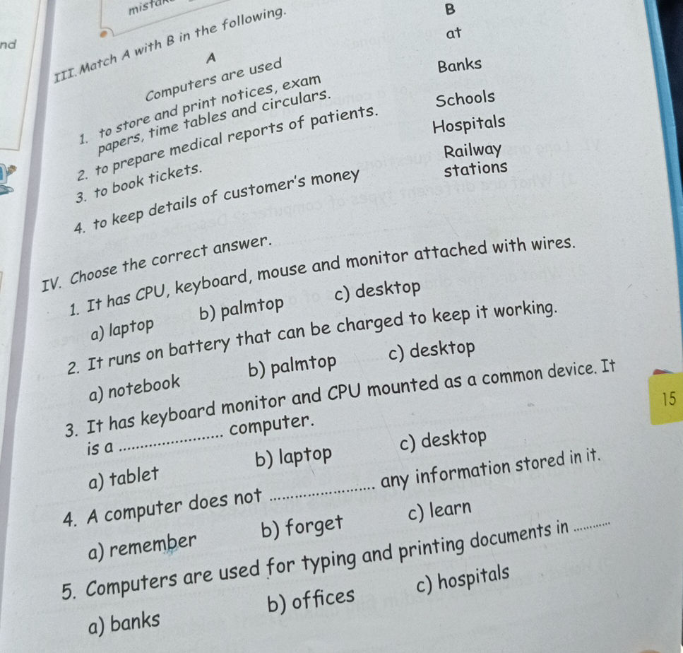 III. Match A with B in the following. A | StudyX