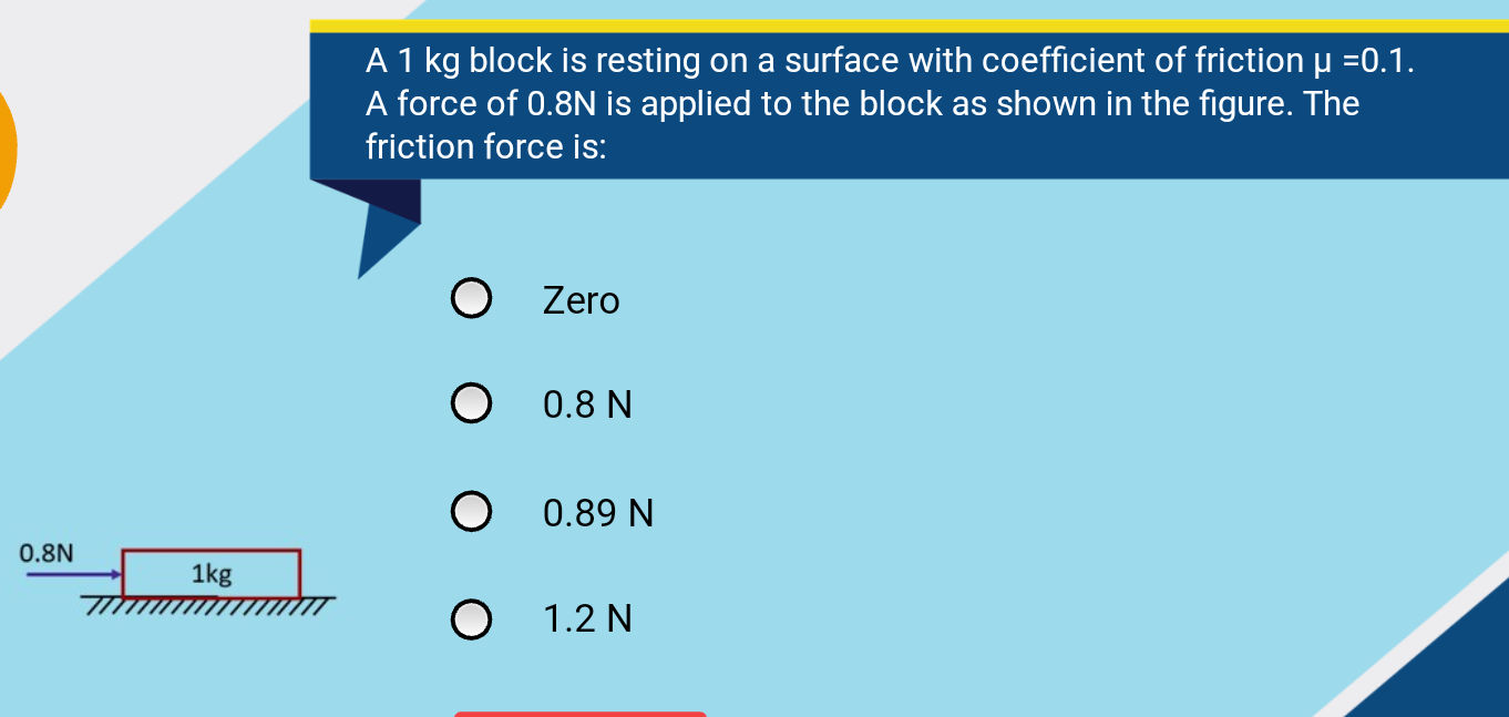 A 1 kg block is resting on a surface with