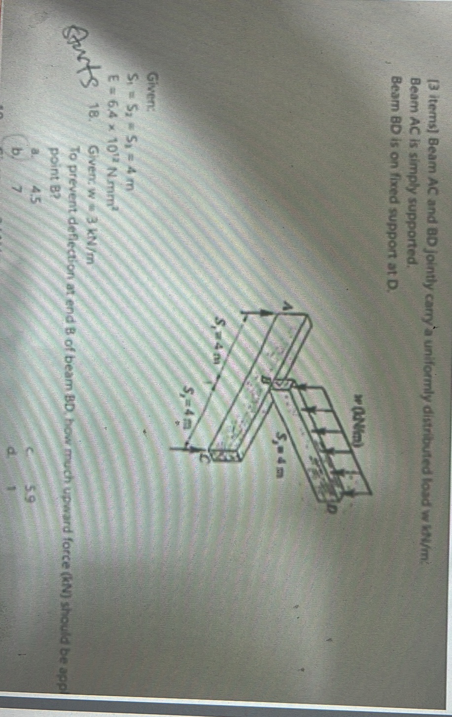 [3 items] Beam AC and BD jointly carry a | StudyX