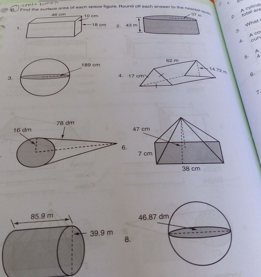 Find the surface area of each space figure. | StudyX