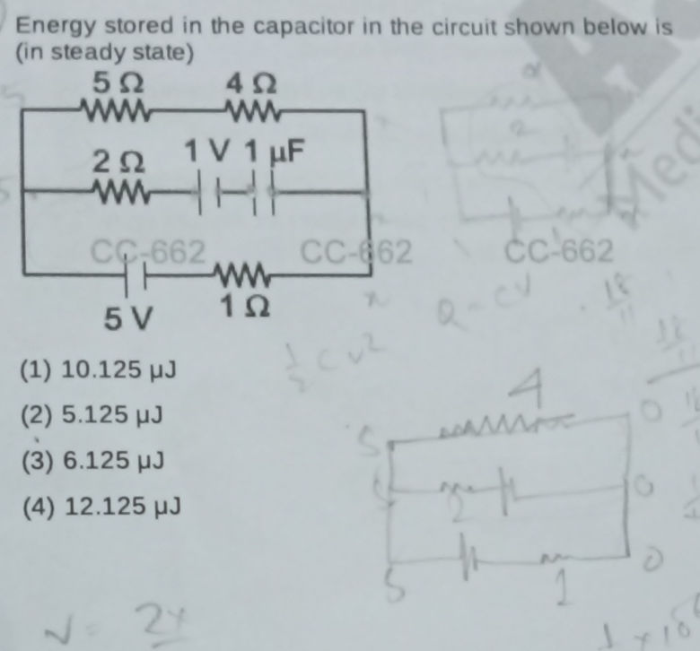 Energy stored in the capacitor in the | StudyX