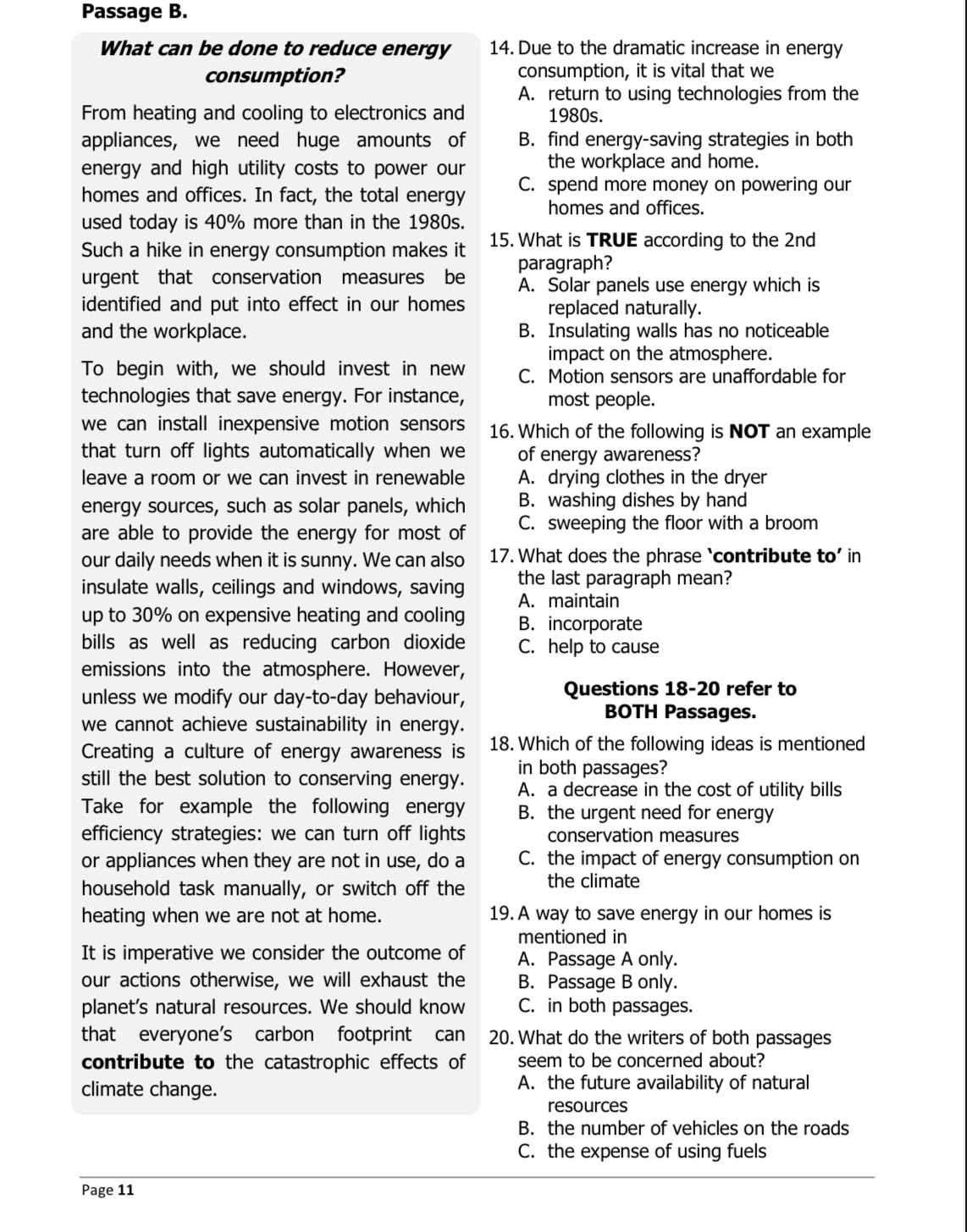 Passage B. What can be done to reduce | StudyX