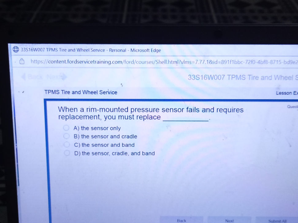 When a rim-mounted pressure sensor fails and | StudyX