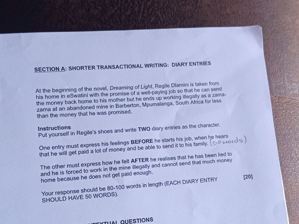 SECTION A: SHORTER TRANSACTIONAL WRITING: | StudyX