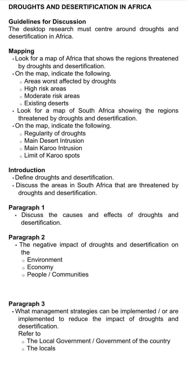 DROUGHTS AND DESERTIFICATION IN AFRICA | StudyX