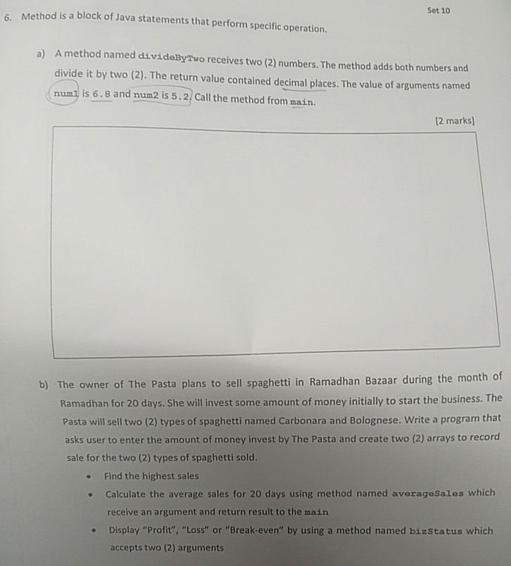 6. Method is a block of Java statements that | StudyX