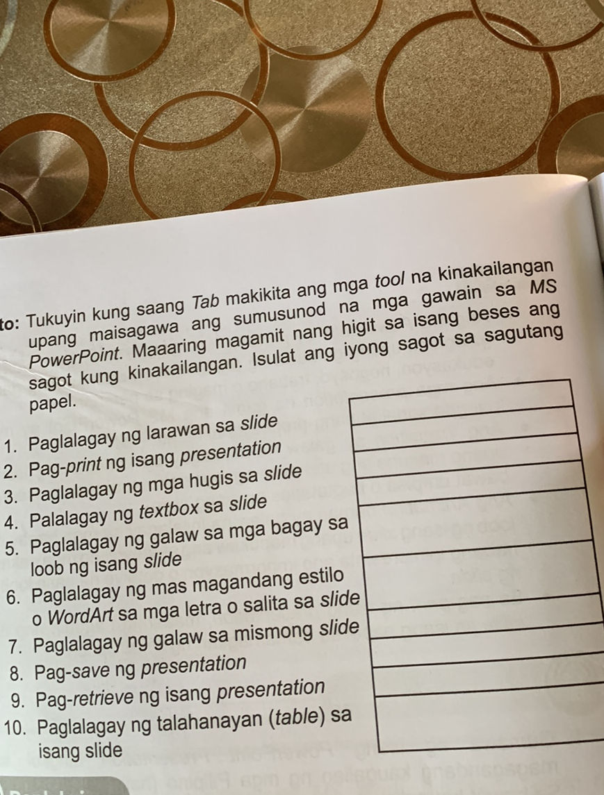 to: Tukuyin kung saang Tab makikita ang mga | StudyX