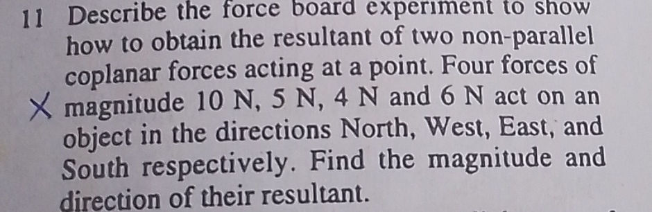 Describe the force board experiment to show | StudyX
