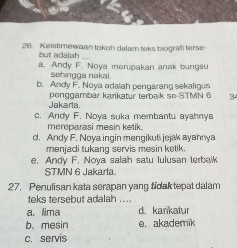 26. Keistimewaan tokoh dalam teks biografi | StudyX