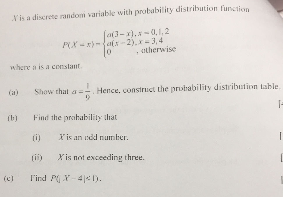 X is a discrete random variable with | StudyX