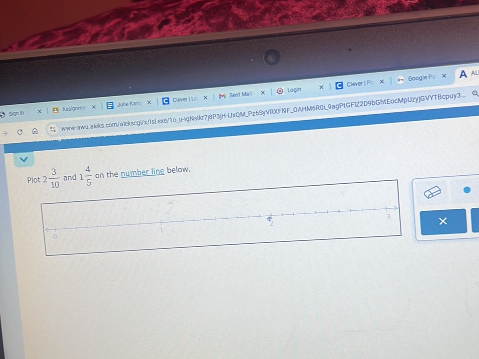 Plot $2 {3}{10}$ and $1 {4}{5}$ on the | StudyX