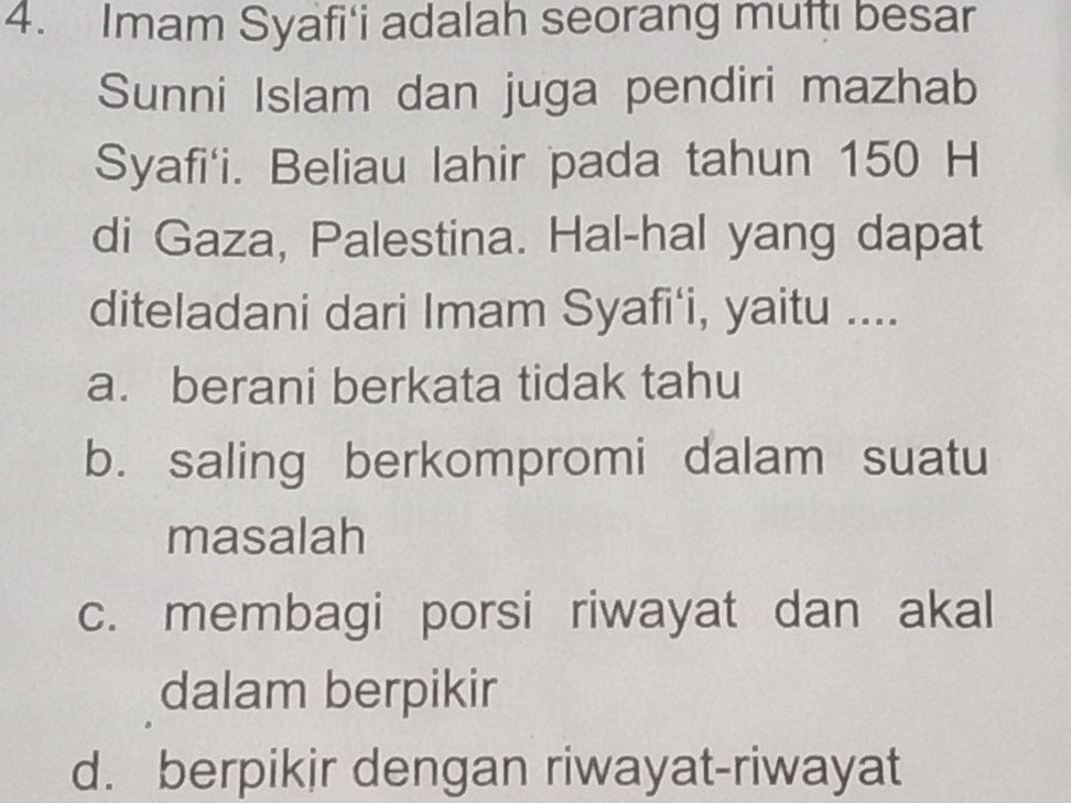 4. Imam Syafi'i adalah seorang mufti besar | StudyX