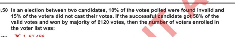 50. In an election between two candidates, | StudyX