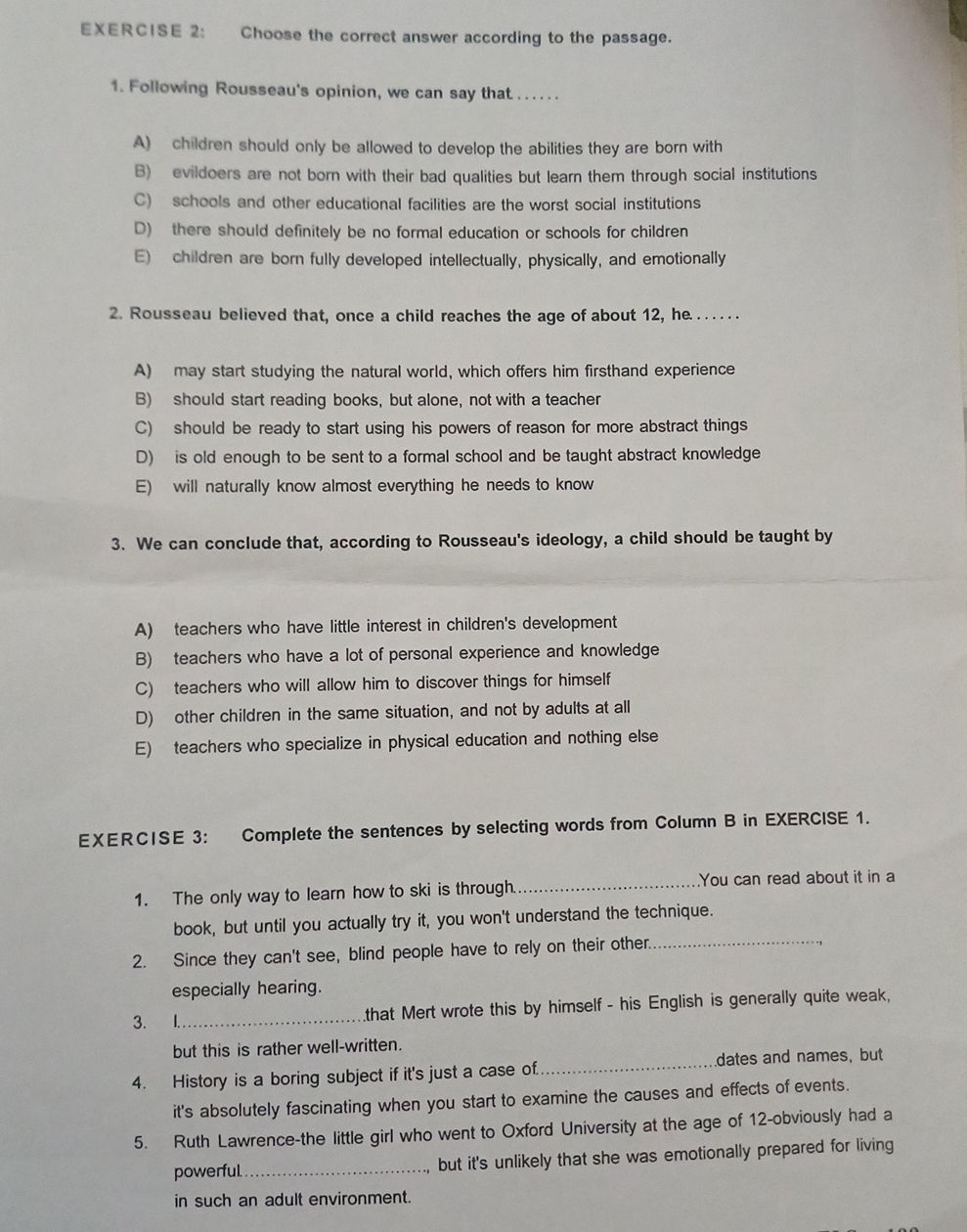 EXERCISE 2: Choose the correct answer | StudyX