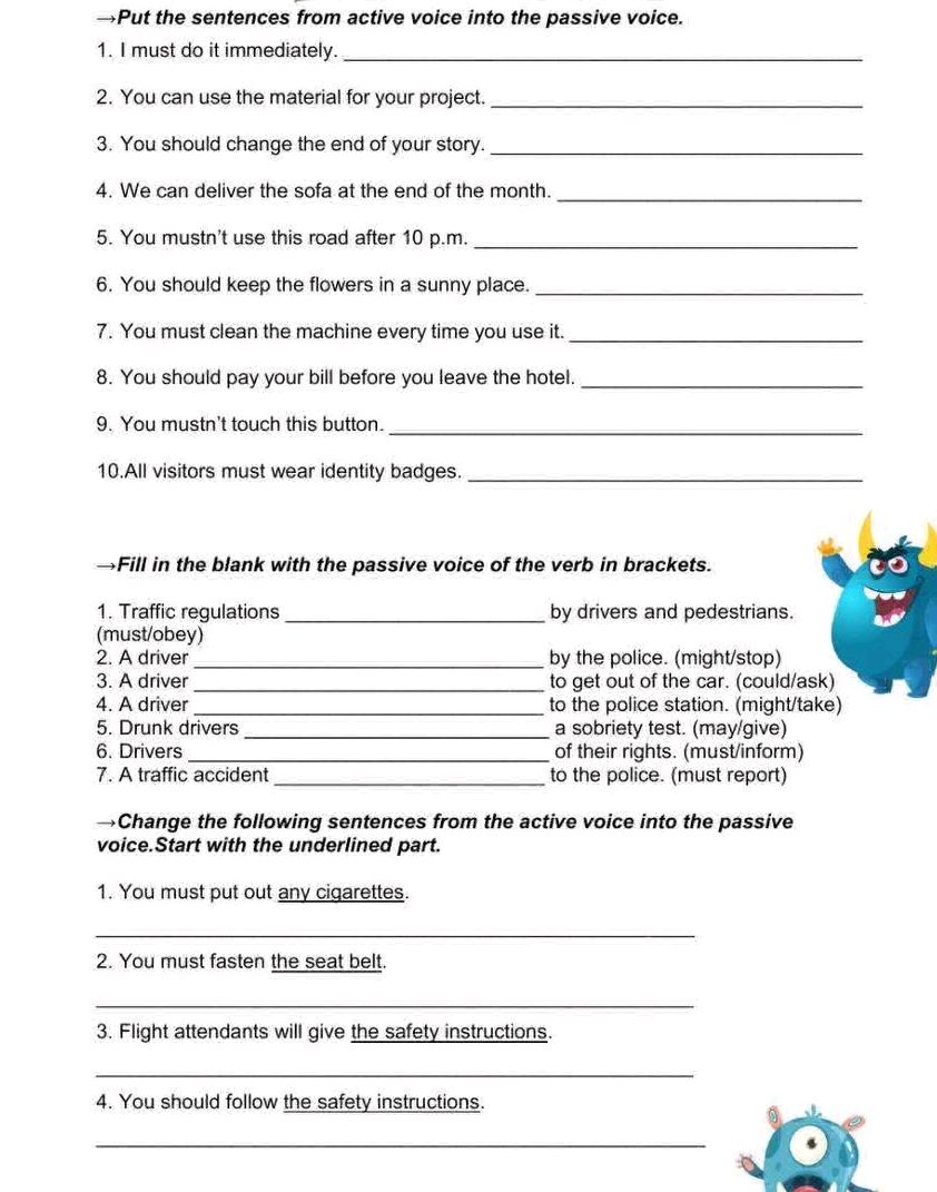 →Put the sentences from active voice into | StudyX