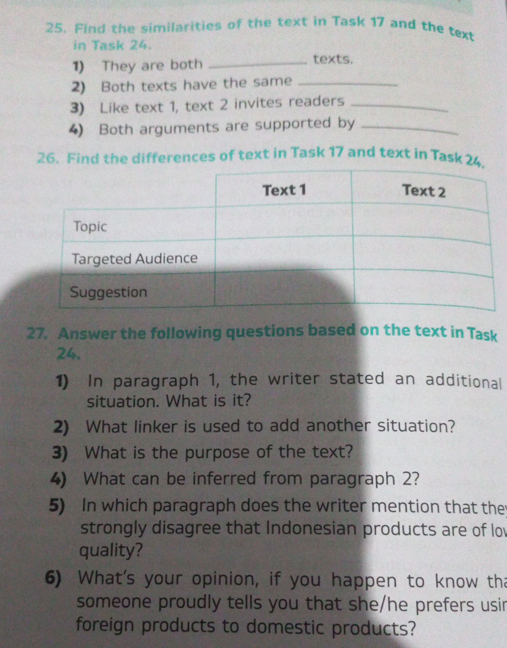 25. Find the similarities of the text in | StudyX