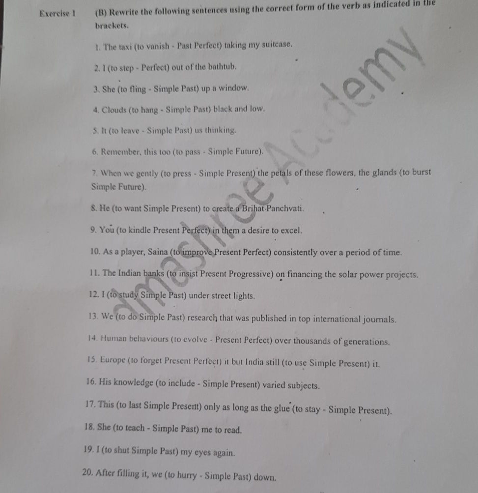 (B) Rewrite the following sentences using | StudyX