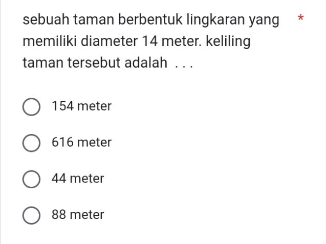 sebuah taman berbentuk lingkaran yang | StudyX