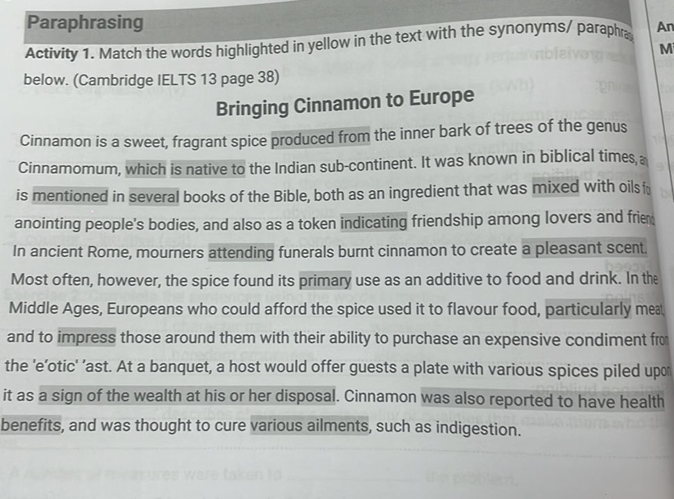 Activity 1. Match the words highlighted in | StudyX