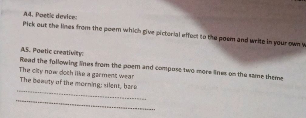 A4. Poetic device: Pick out the lines from | StudyX