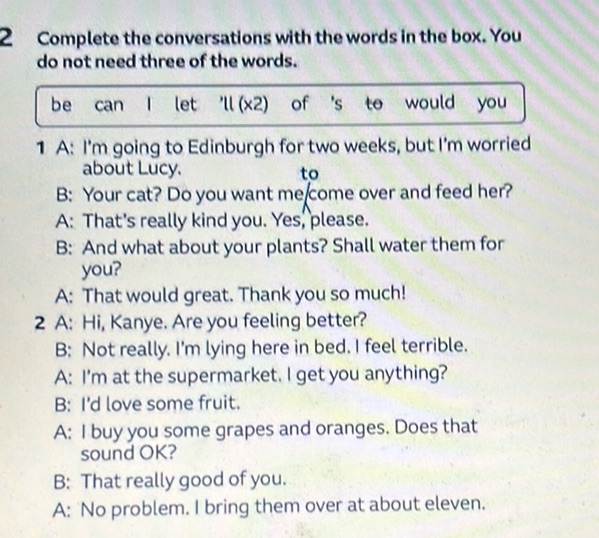 2 Complete the conversations with the words | StudyX