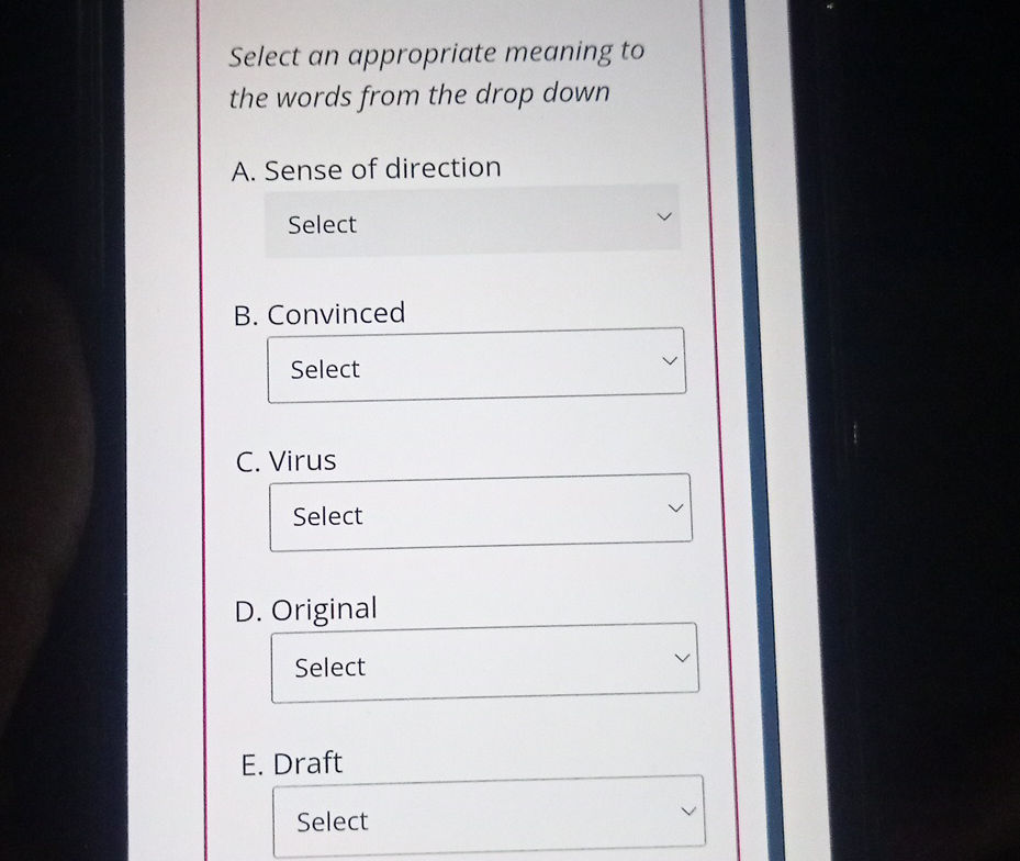 Select an appropriate meaning to the words | StudyX