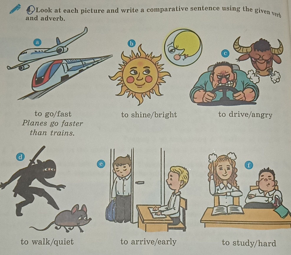 Look at each picture and write a comparative | StudyX