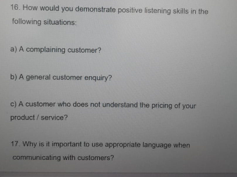 16. How would you demonstrate positive | StudyX