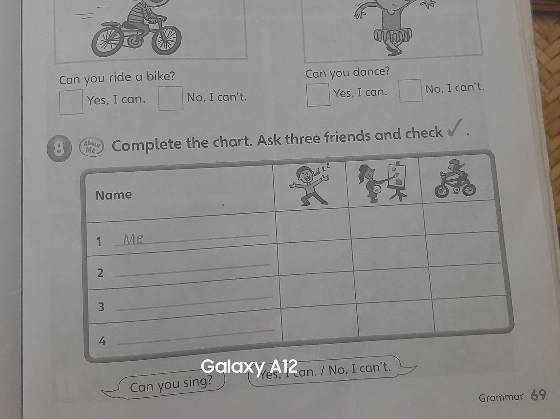 Complete the chart. Ask three friends and | StudyX