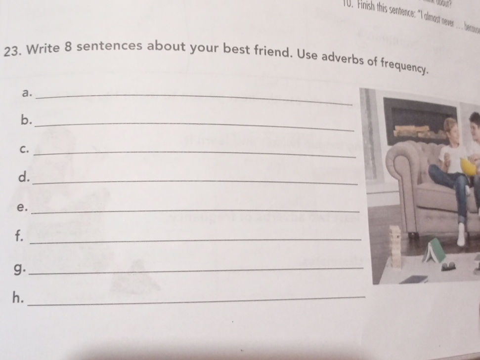 23. Write 8 sentences about your best | StudyX