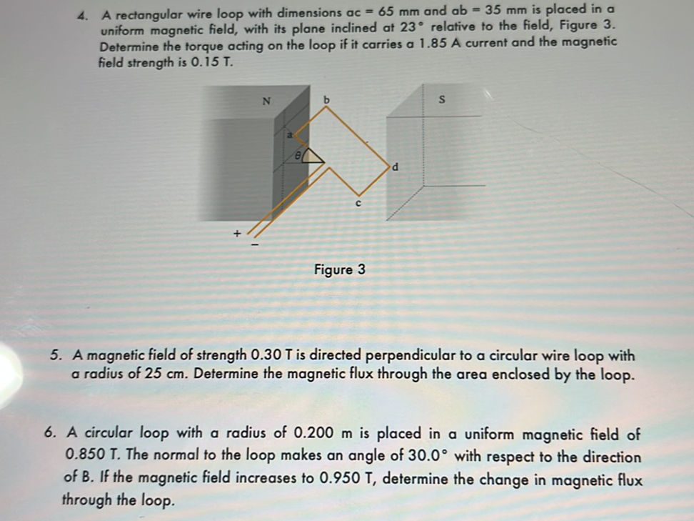 4. A rectangular wire loop with dimensions | StudyX